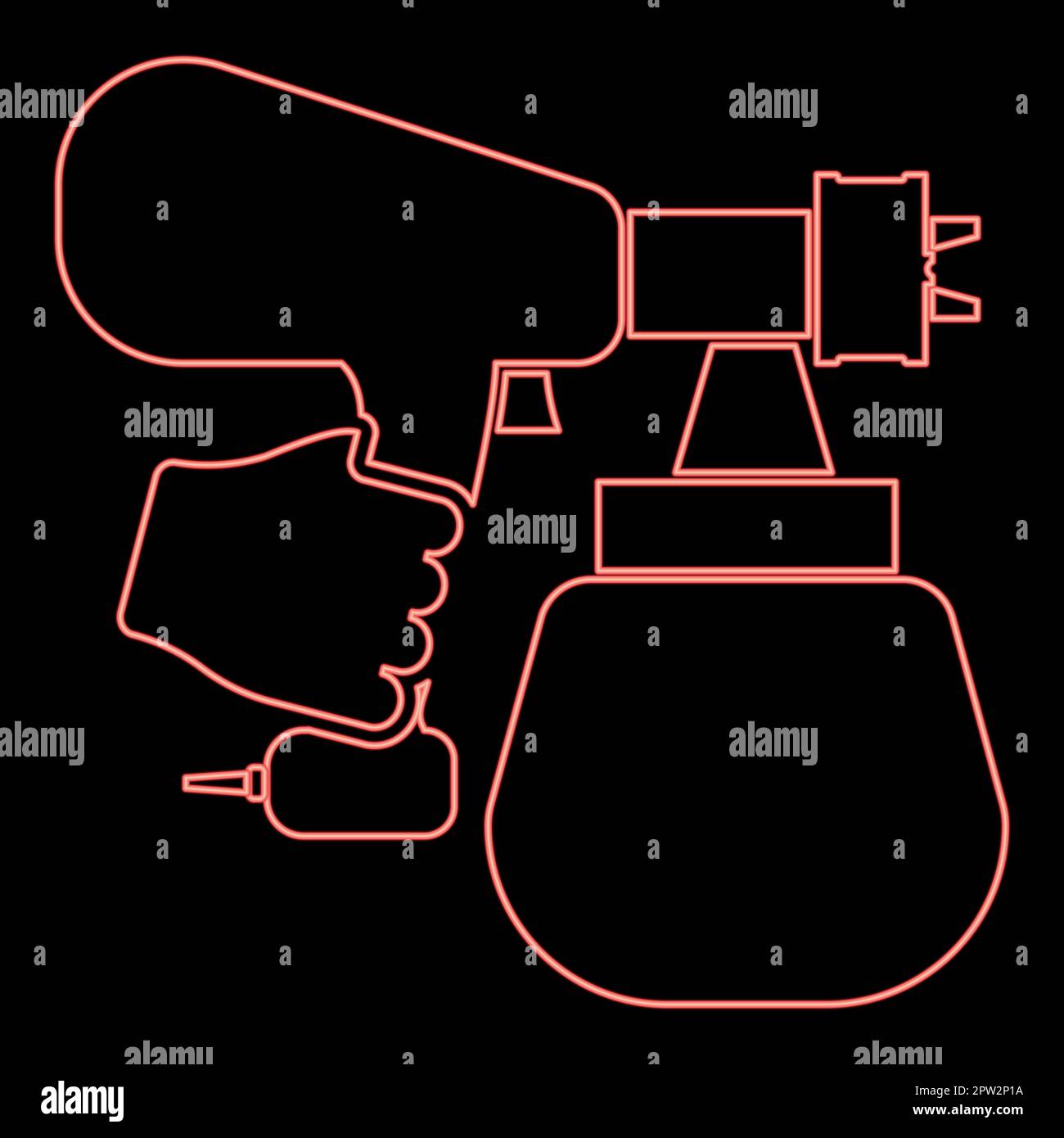 Neon spray gun holding in hand Sprayer using Arm use tool atomizer ...