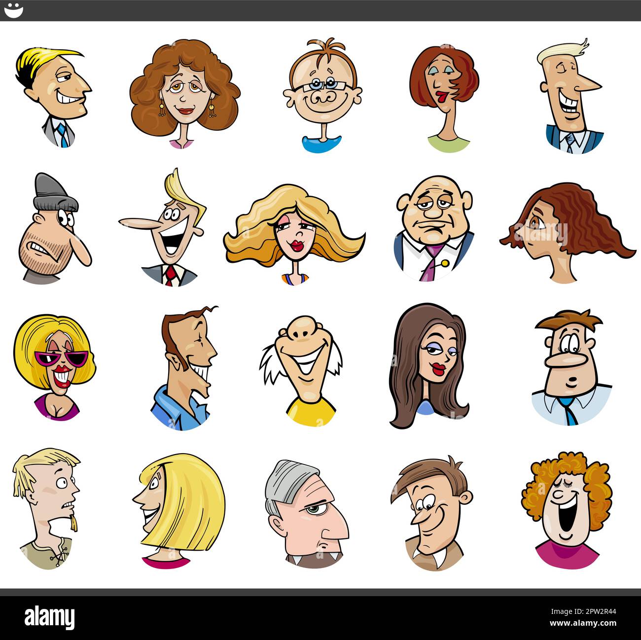 cartoon people characters faces expressions set Stock Vector Image ...