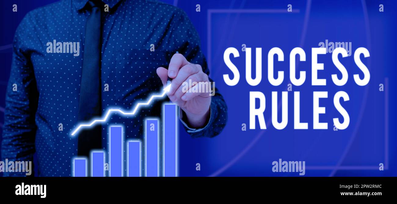 Sign displaying Success Rules, Business showcase established ways of ...