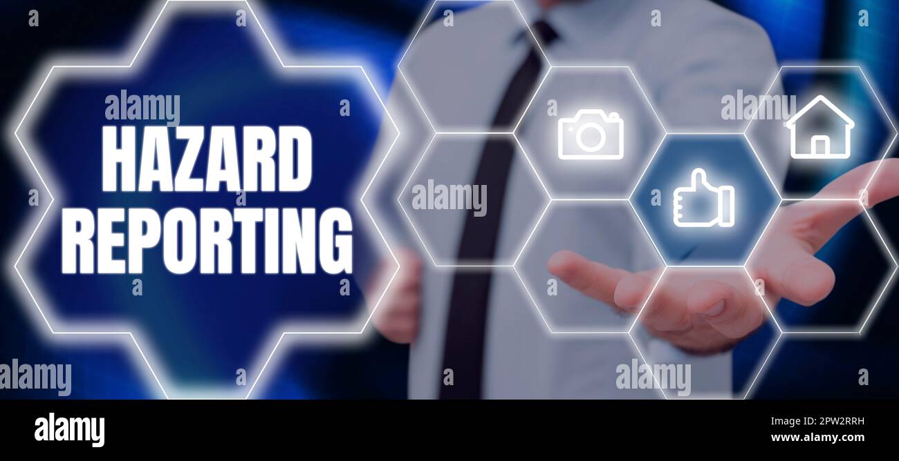 Writing displaying text Hazard Reporting, Word for account or statement ...
