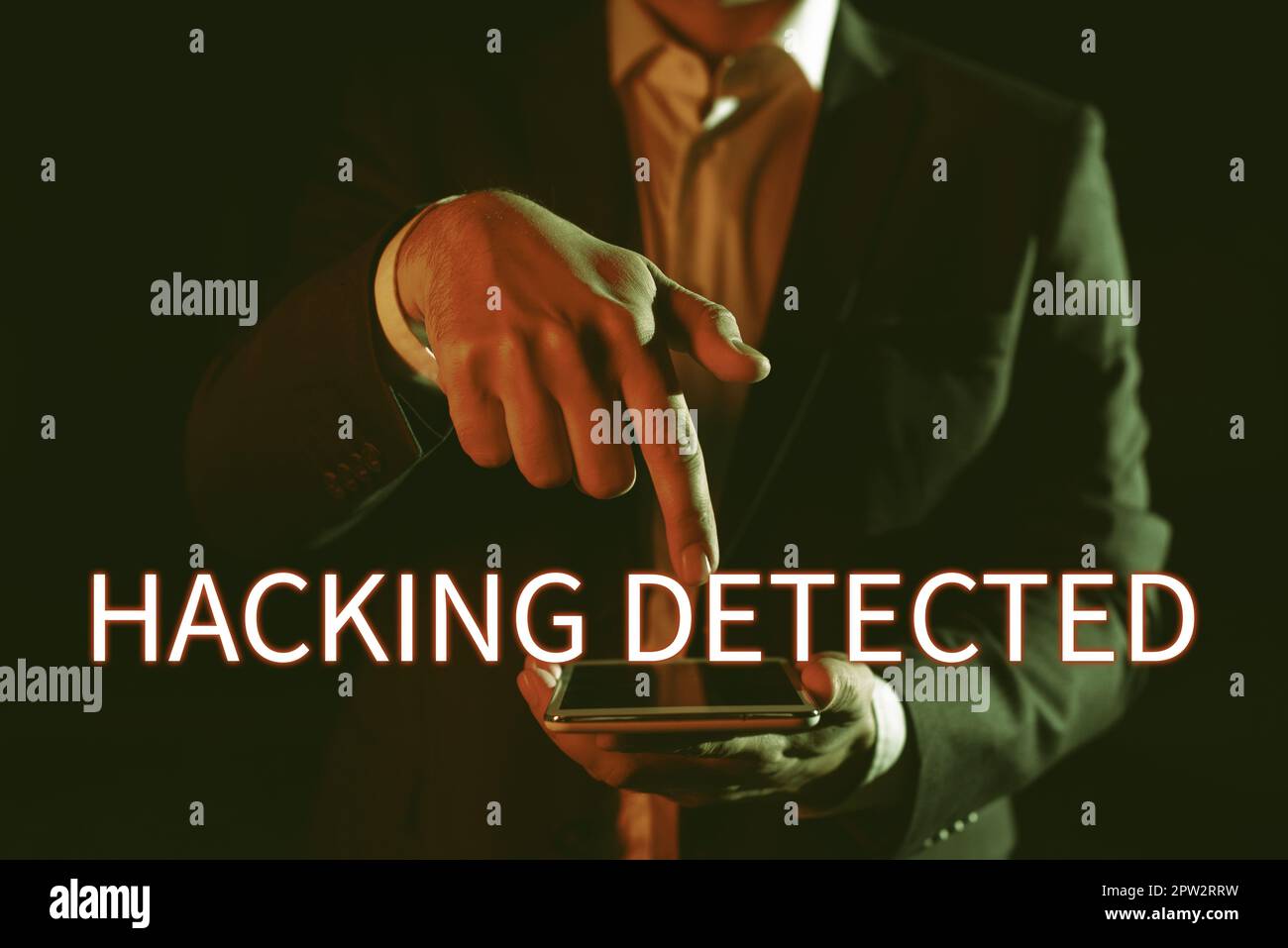 Conceptual caption Hacking Detected, Business showcase activities that ...