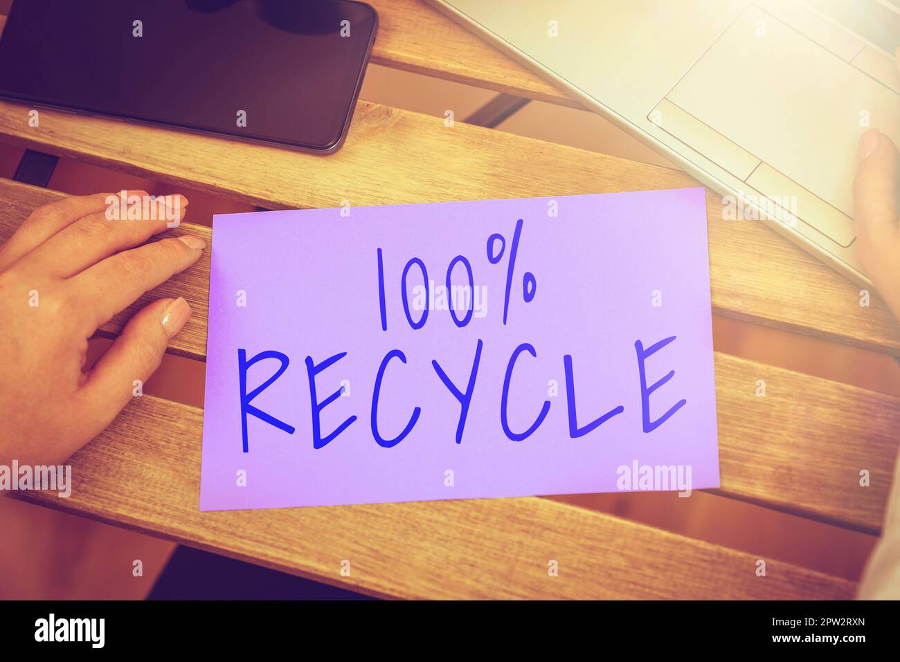 Conceptual caption 100 Percent Recycle, Conceptual photo Set of ...