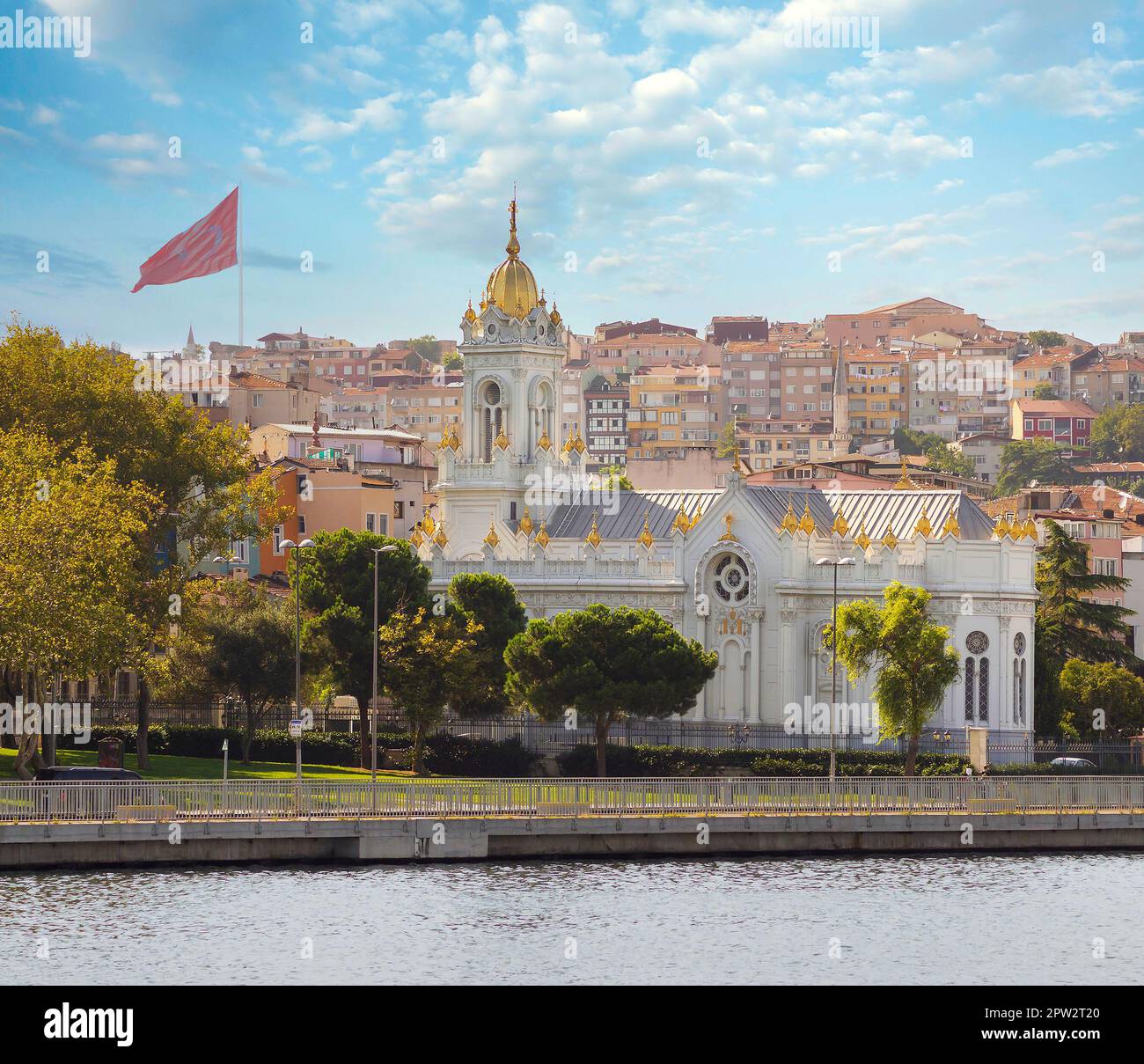View from Golden Horn of Neo Byzantine architecture style Bulgarian St ...