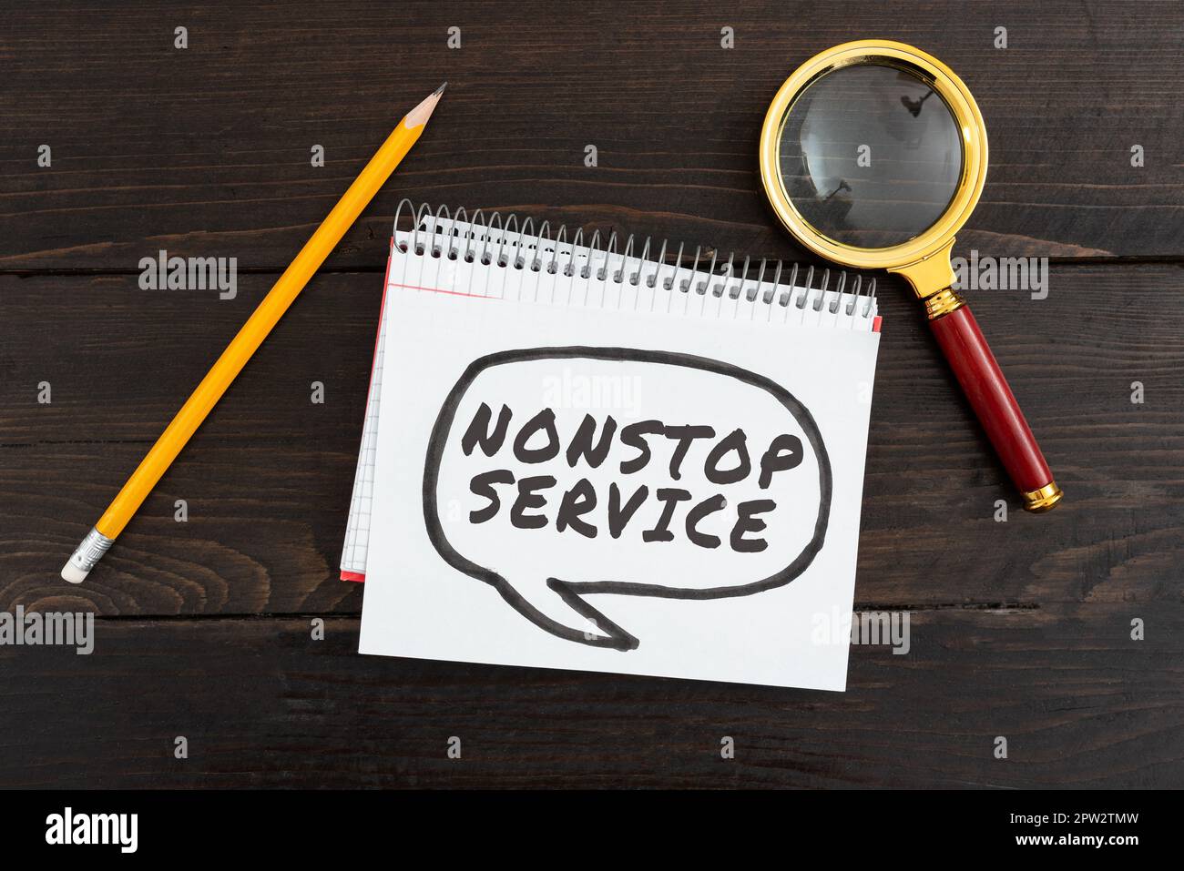Text sign showing Nonstop Service, Word Written on system of public ...