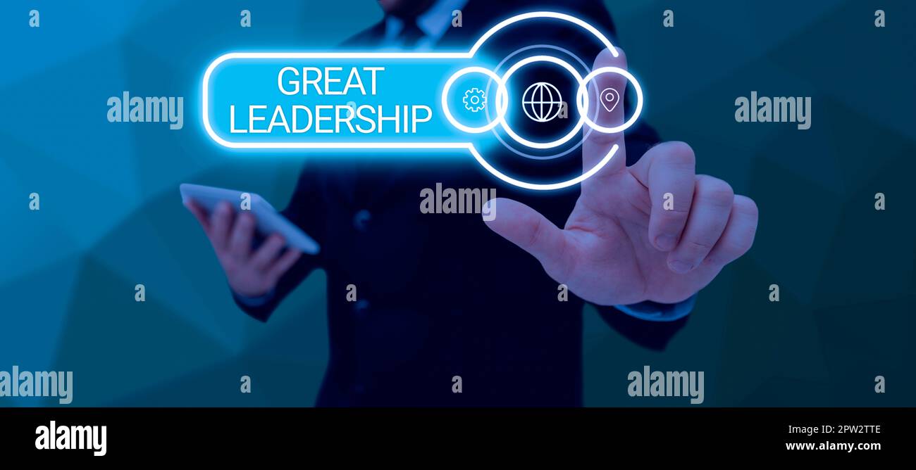 Conceptual display Great Leadership, Business showcase motivating ...