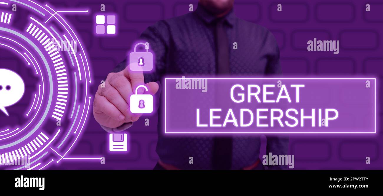 Inspiration showing sign Great Leadership, Business idea motivating ...