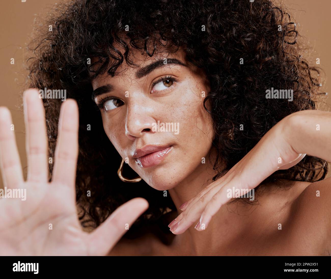 Black woman, skincare and wellness with facial, wellness and skin ...