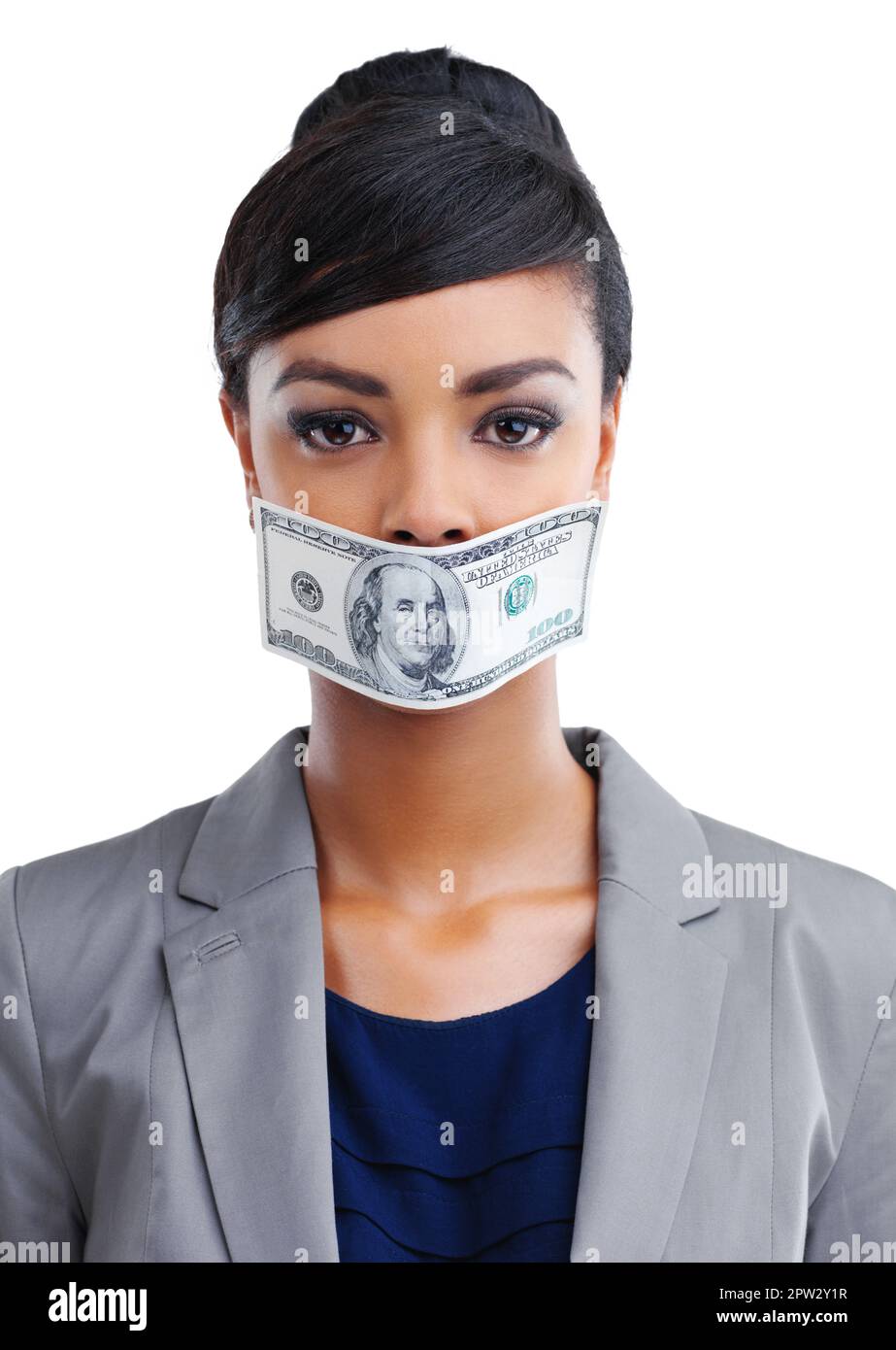 Money talks...Cropped portrait of a young businesswoman standing with a ...