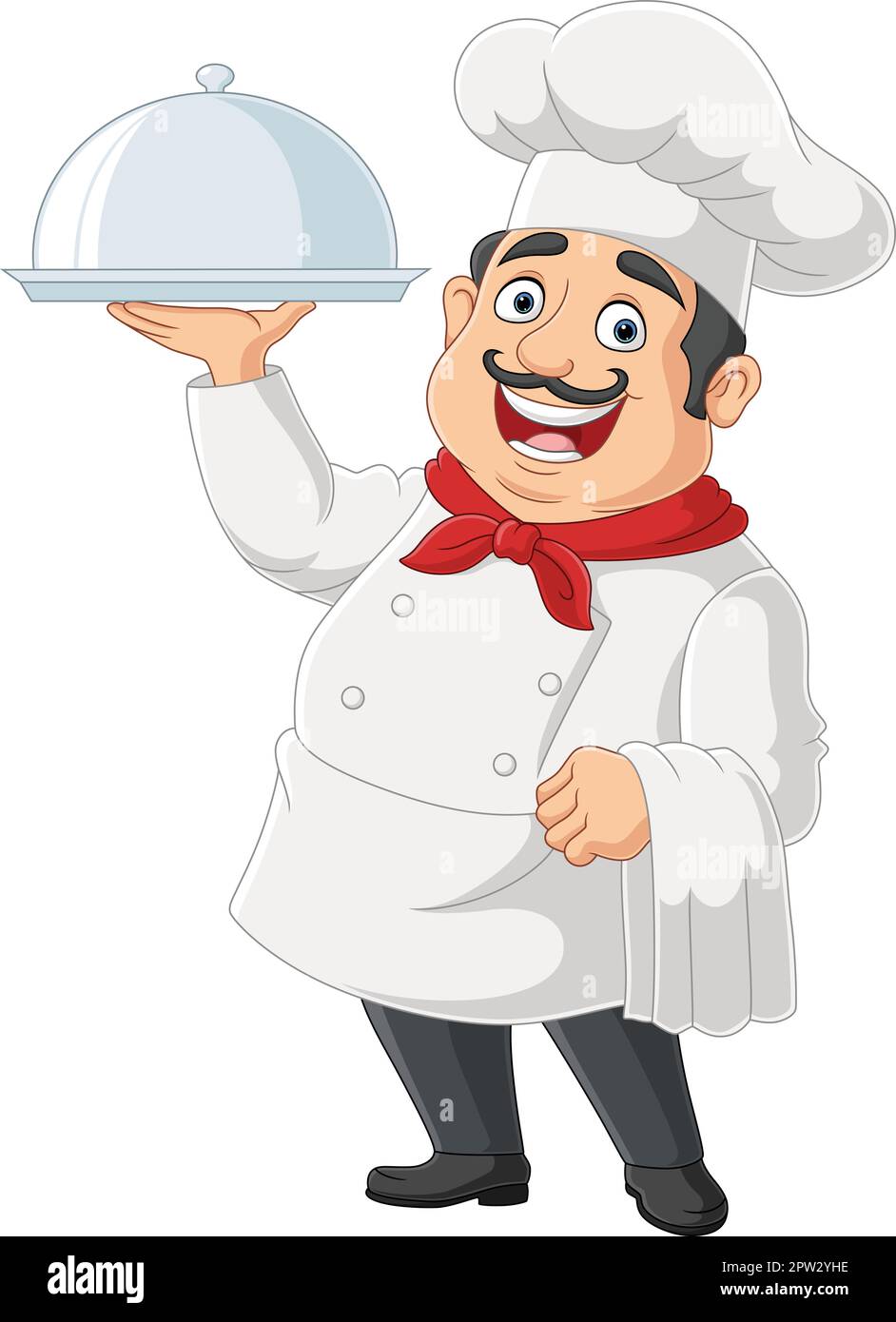 Cartoon chef holding a silver platter Stock Vector Image & Art - Alamy