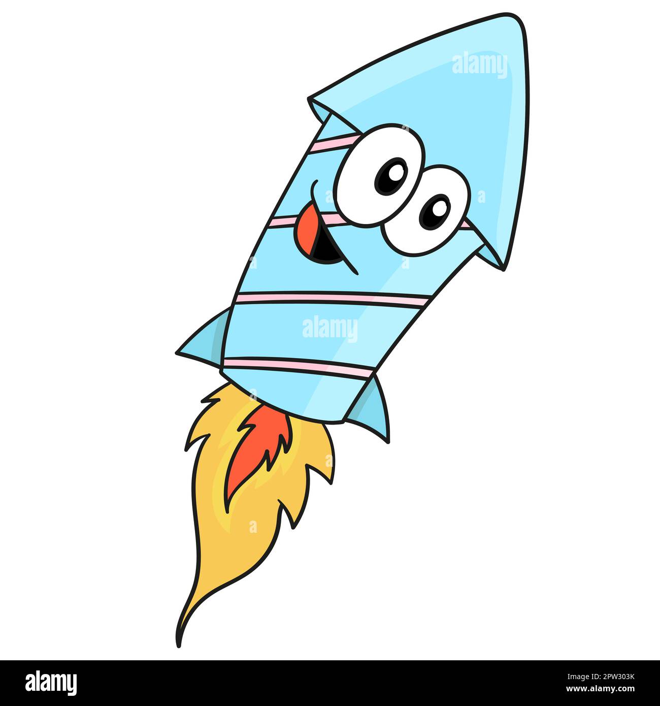 rocket with cute cartoon face. doodle icon image Stock Vector Image ...