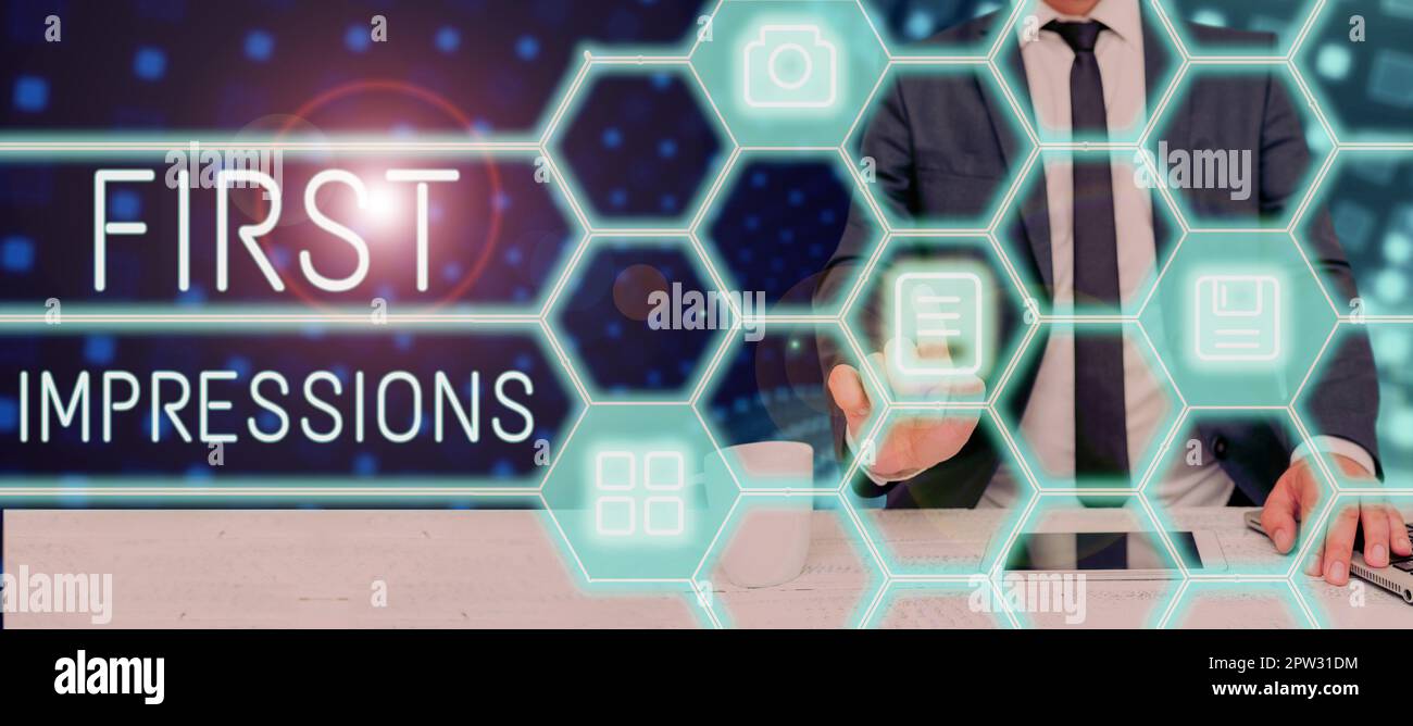 Inspiration showing sign First Impressions, Business approach events ...