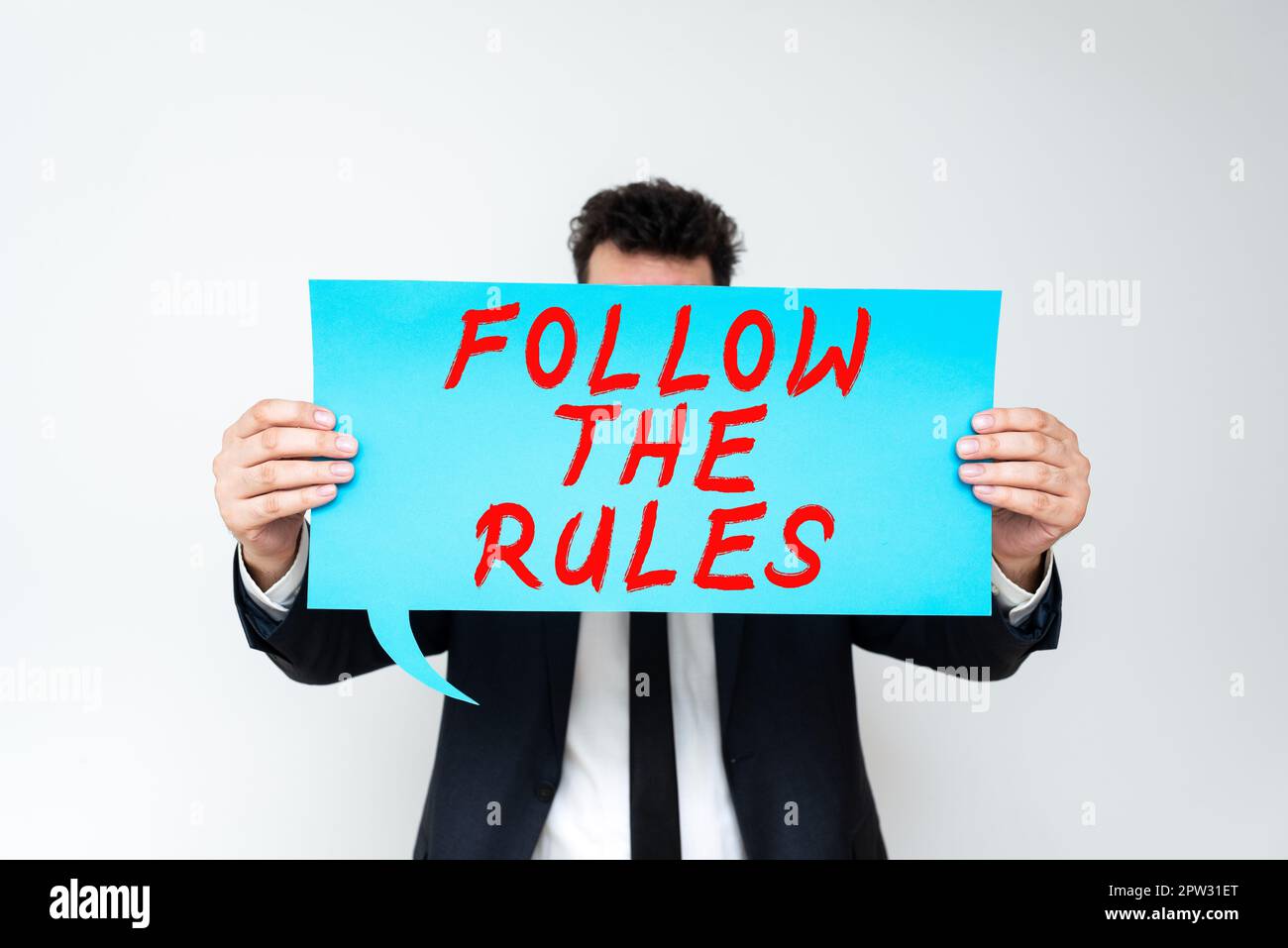 Hand writing sign Follow The Rules, Word Written on learn to conform ...