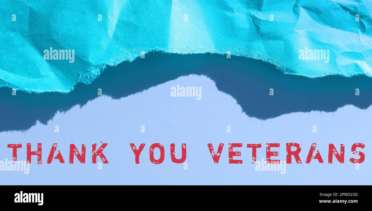 Handwriting text Thank You Veterans, Conceptual photo Expression of ...
