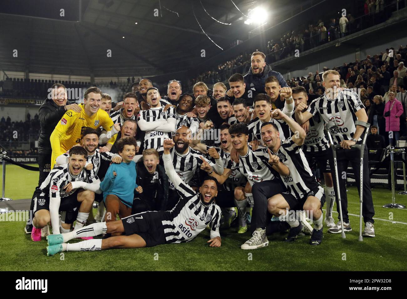 ALMELO - Players of Heracles celebrate the promotion to the premier ...