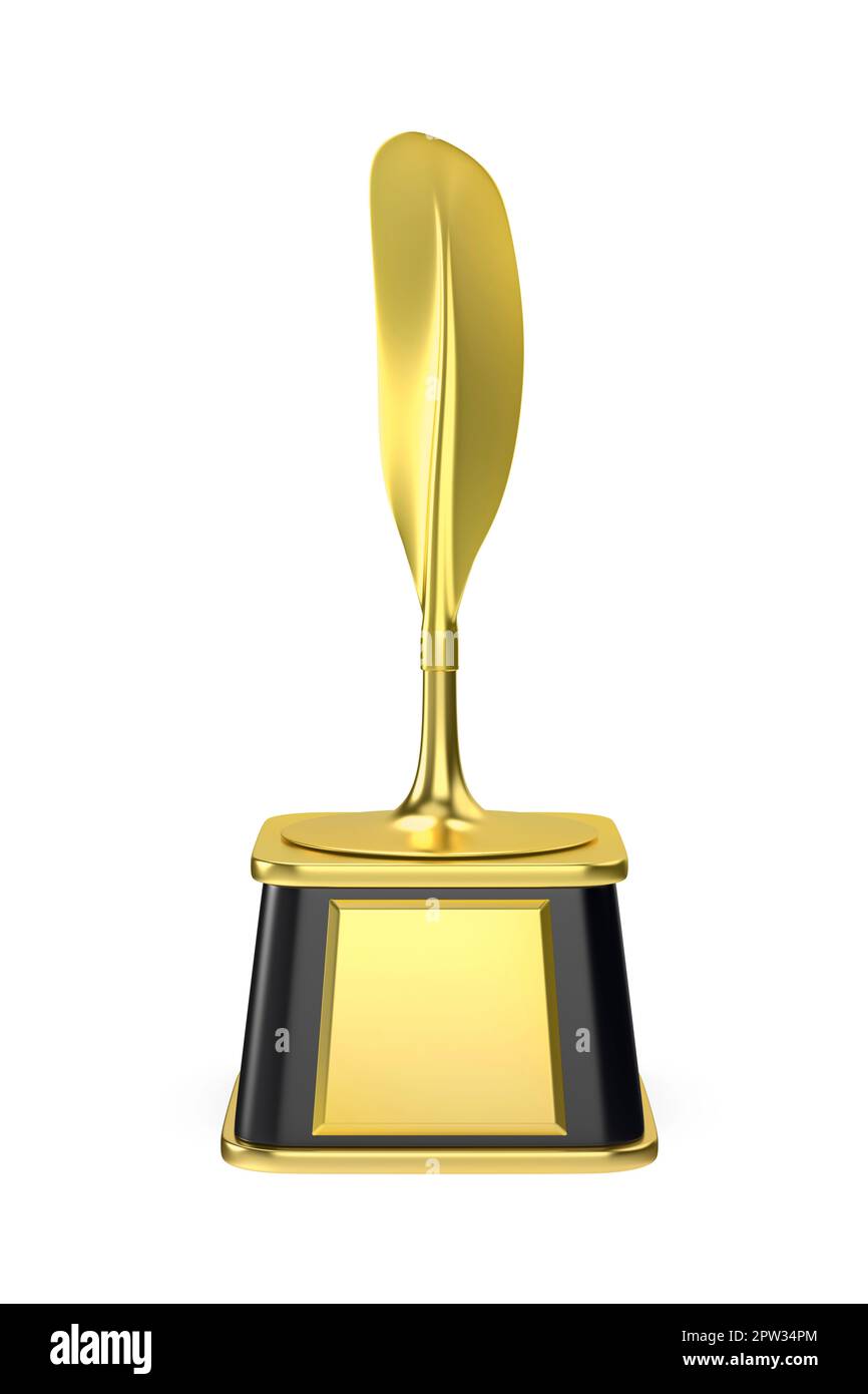 Front view of golden trophy for rowing, kayaking, canoeing or other ...
