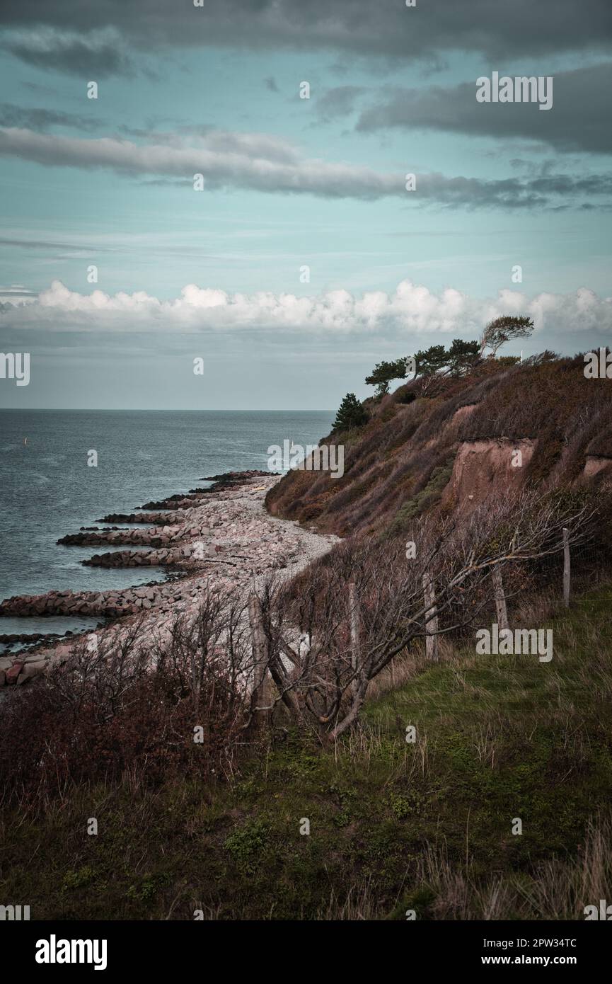 Hundested, Denmark on the cliff overlooking the sea. Baltic Sea coast ...