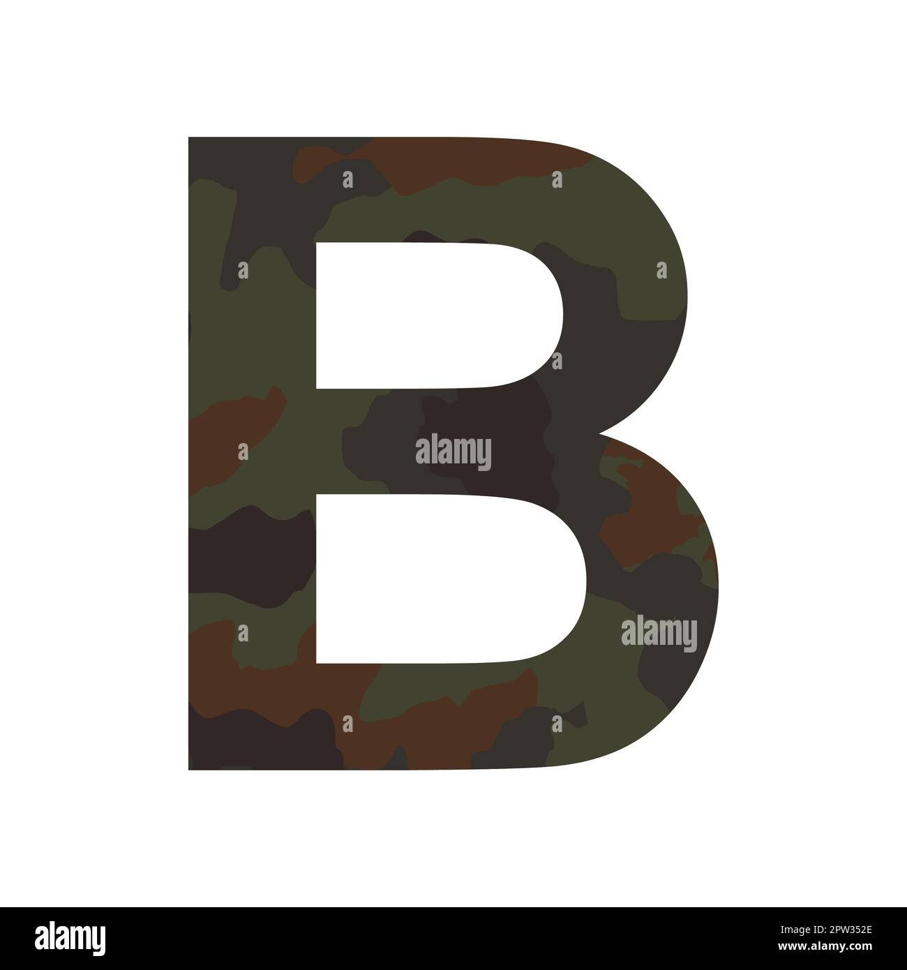 English alphabet letter B, khaki style isolated on white background ...