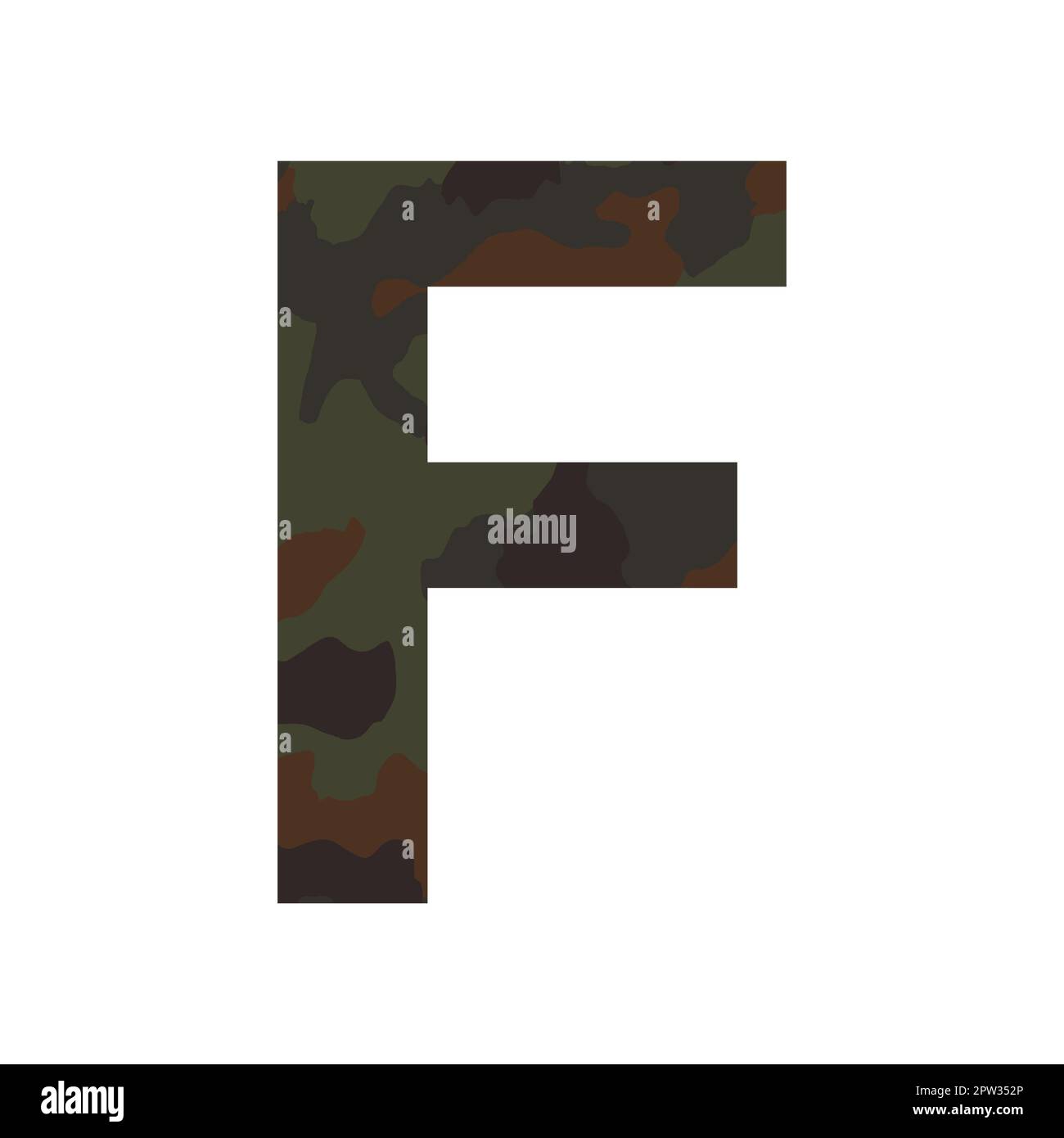 English alphabet letter F, khaki style isolated on white background ...