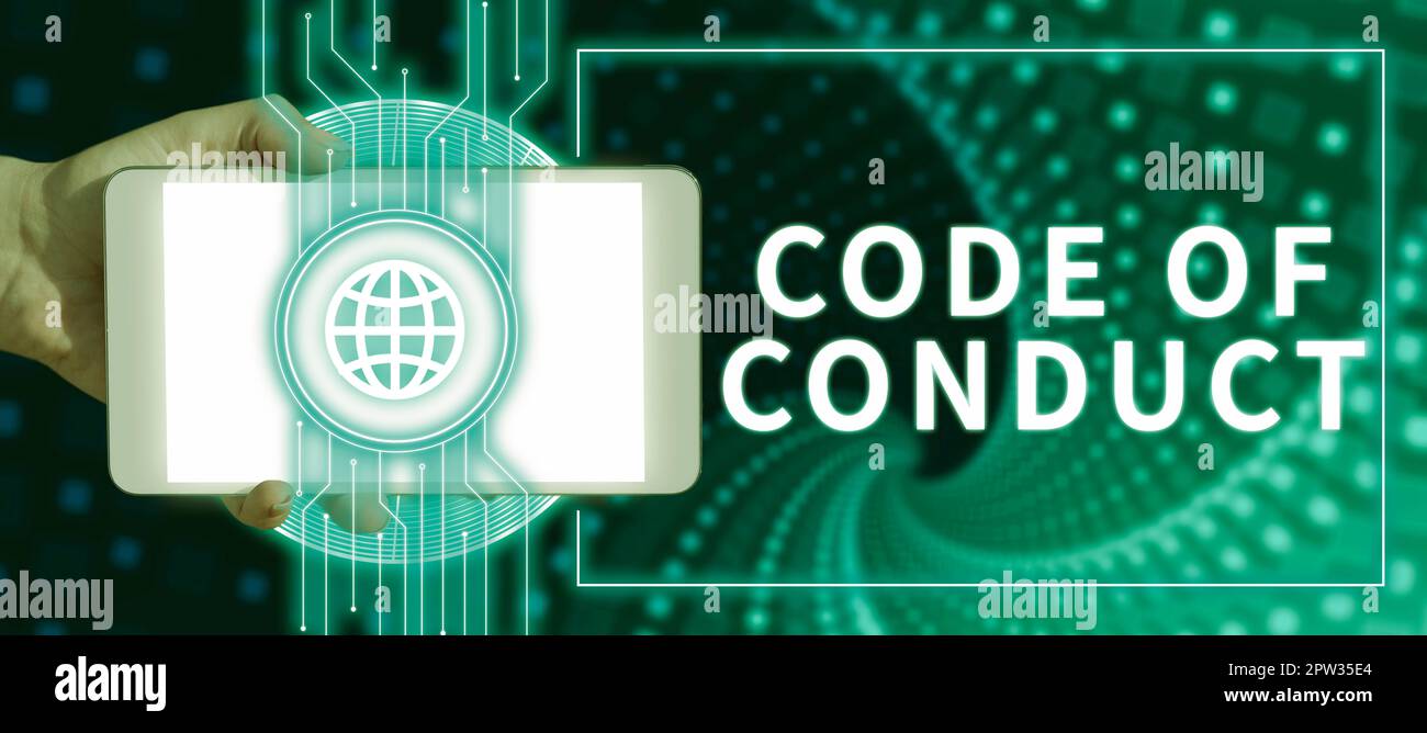 Inspiration showing sign Code Of Conduct, Conceptual photo Ethics rules ...