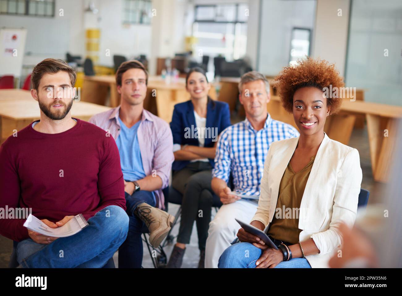 Sometimes you win, sometimes you learn. A group of colleagues listening ...