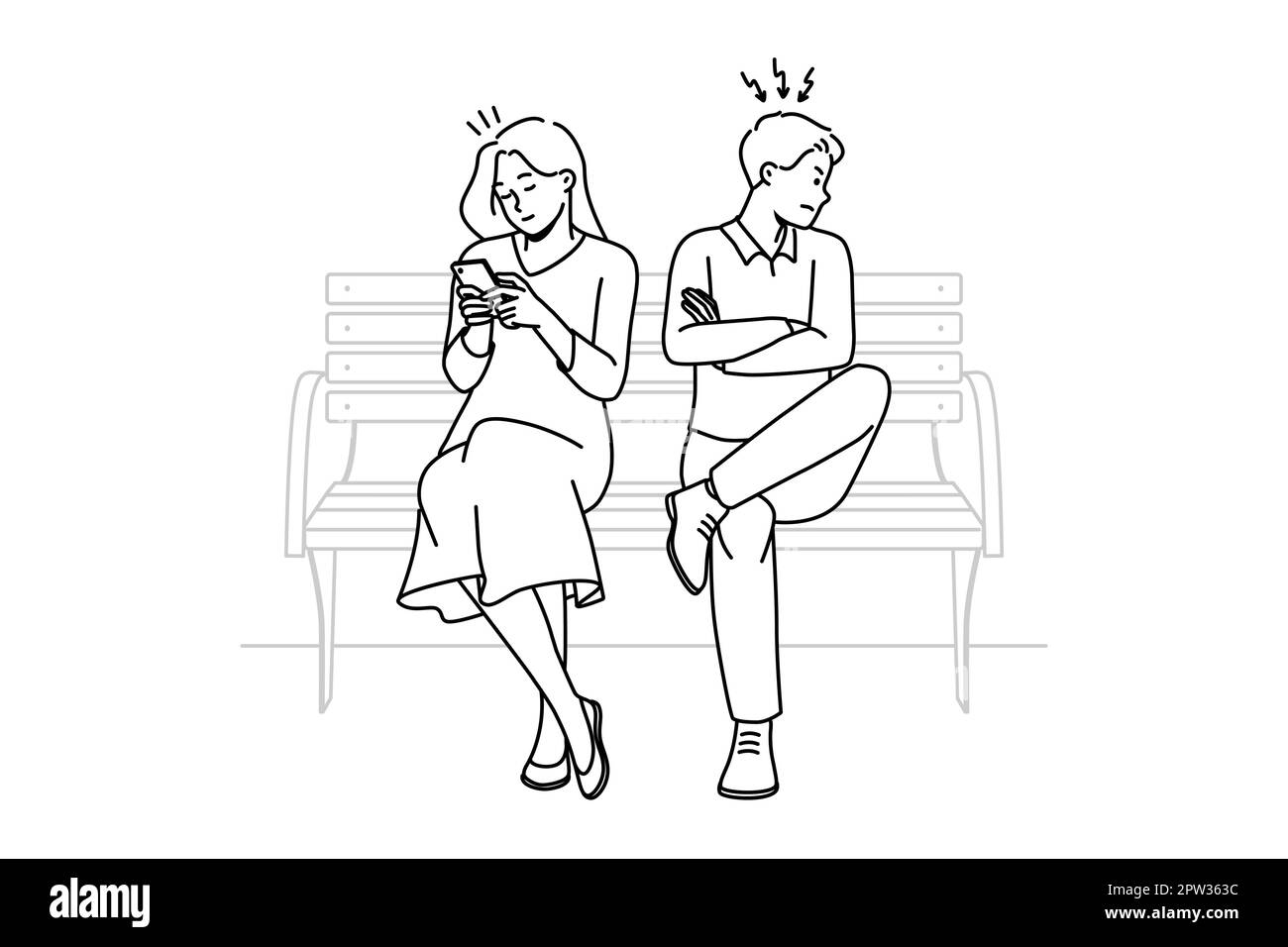 Angry man turn from mad woman using cellphone Stock Vector Image & Art ...