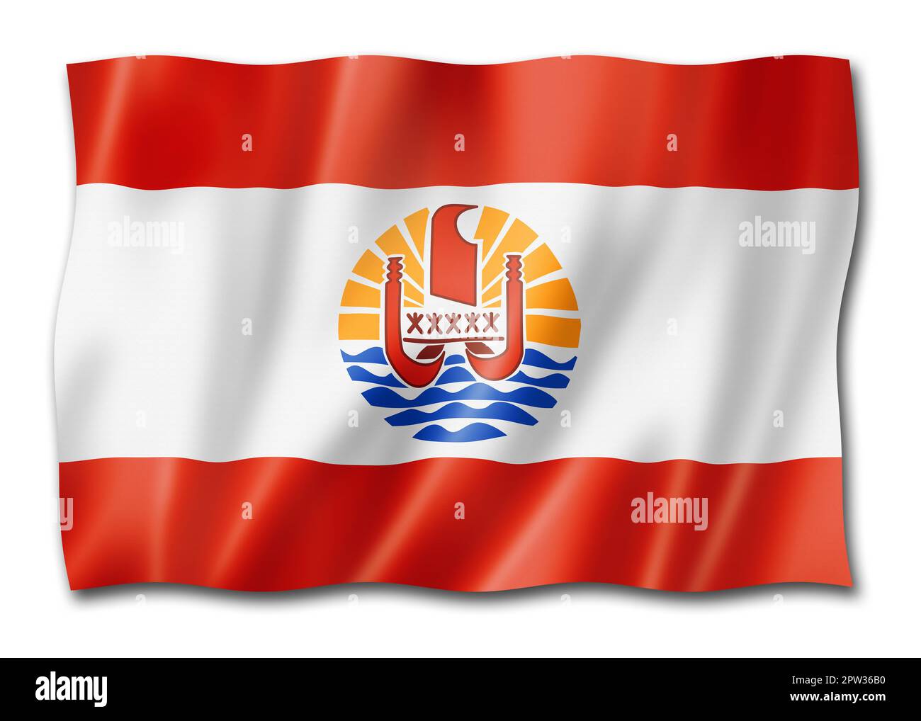 French Polynesia flag, Overseas Territories of France. 3D illustration ...