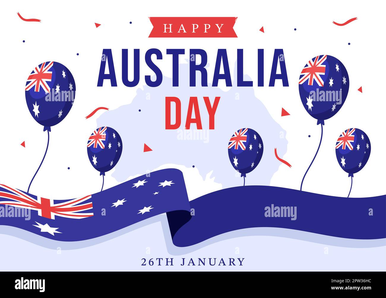 Happy Australia Day Observed Every Year on January 26th with Flags and Map to Diversity of ...