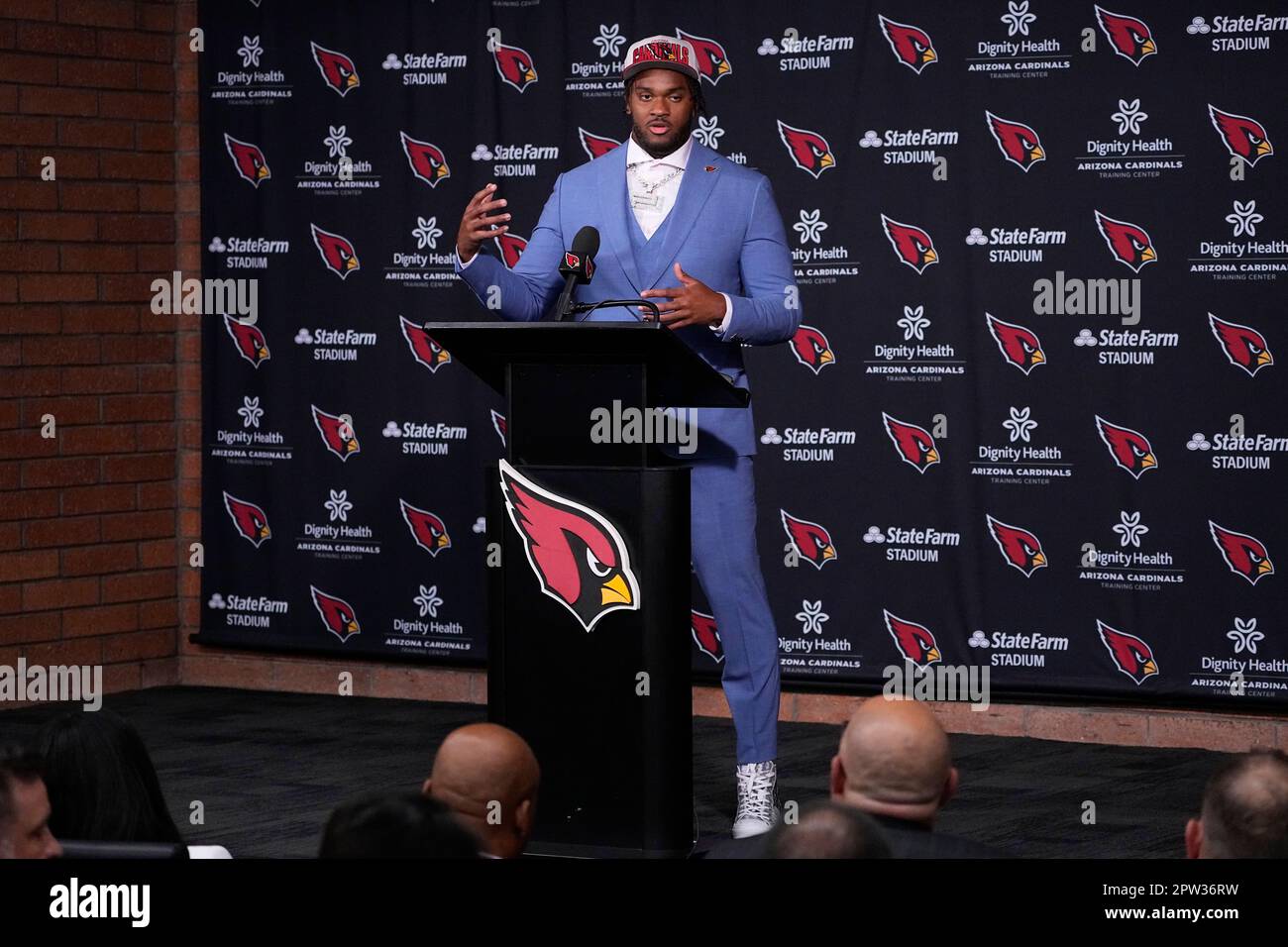 Arizona Cardinals first-round draft pick Paris Johnson Jr. speaks after ...