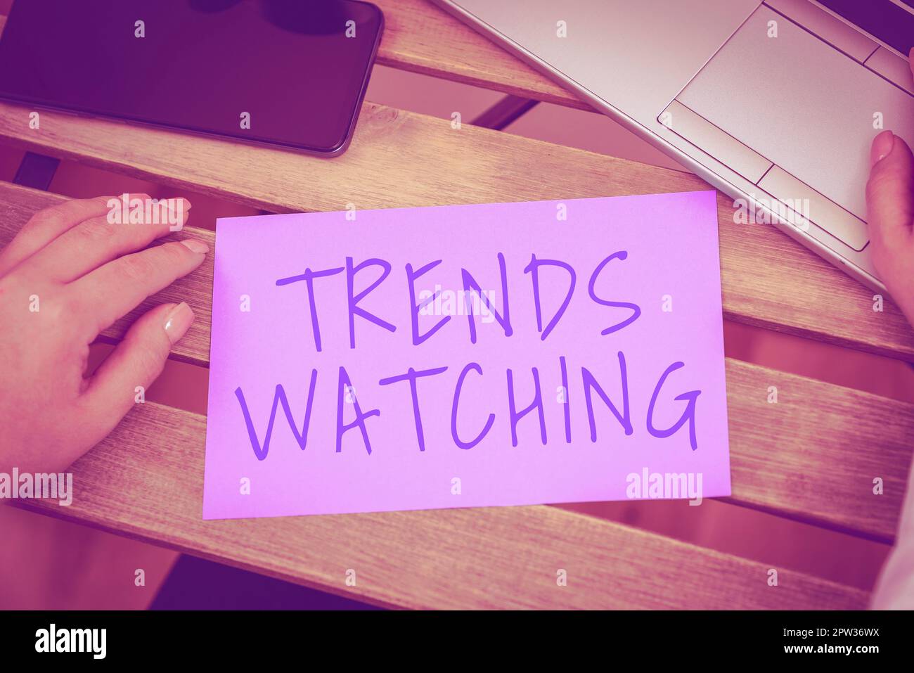 Text sign showing Trends Watching, Business concept a business firm ...