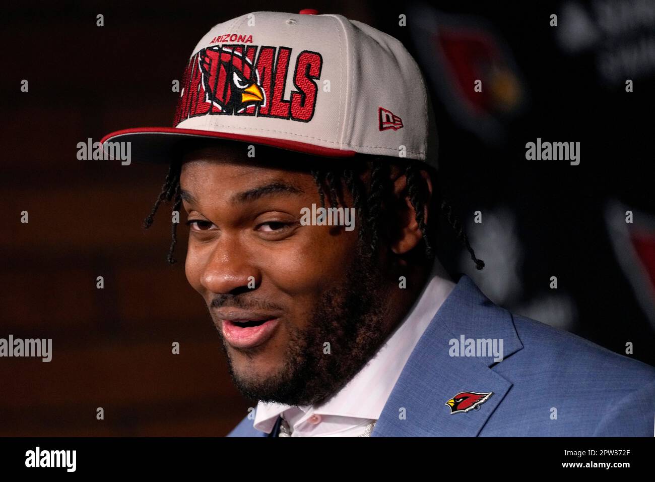 Arizona Cardinals first-round draft pick Paris Johnson Jr. speaks after ...