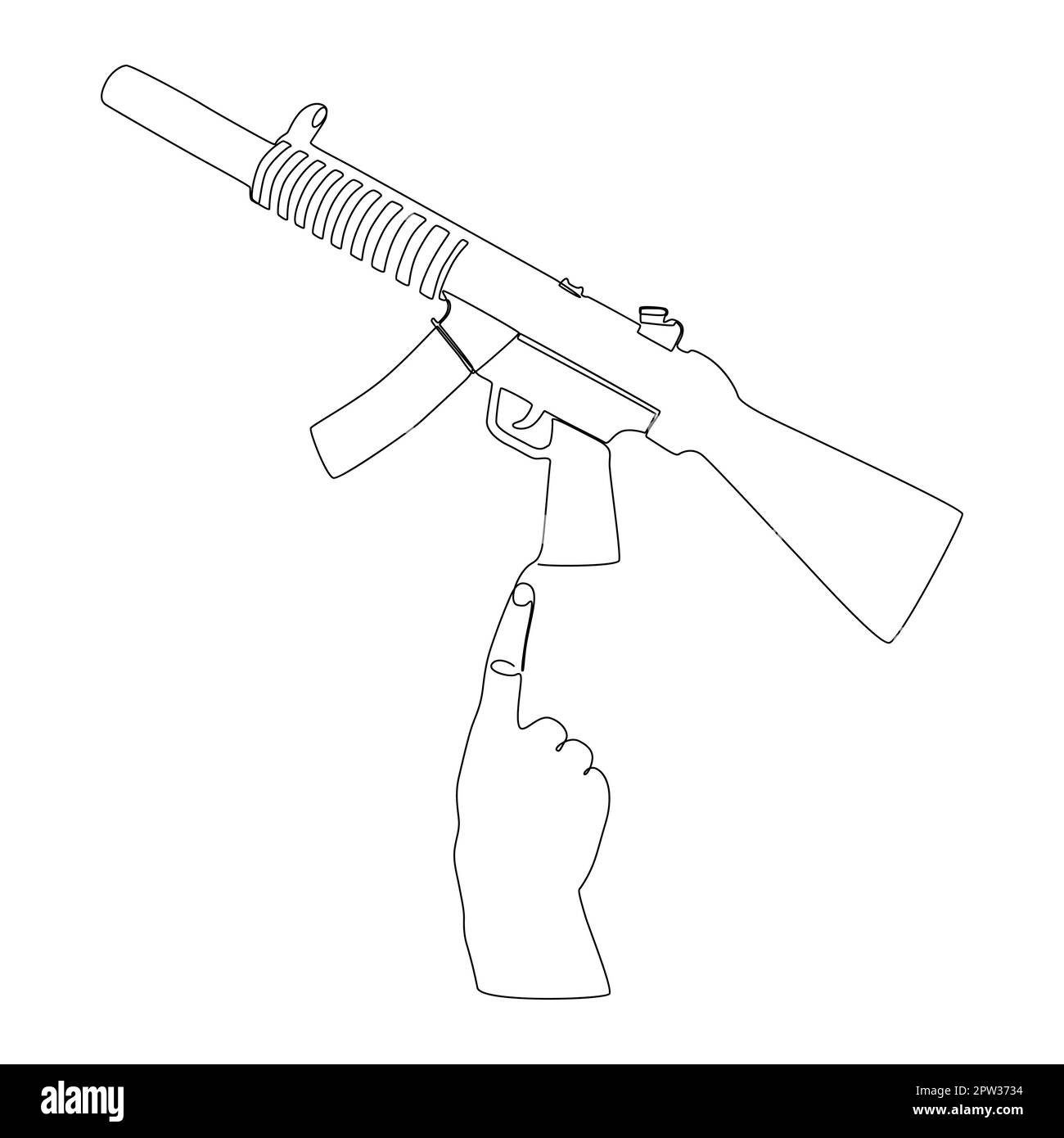 One continuous line of Machine Gun Stock Vector Image & Art - Alamy
