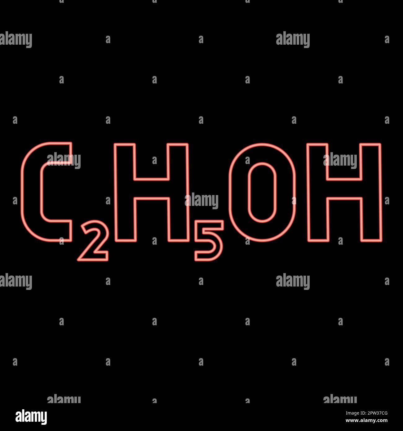 Neon chemical formula C2H5OH ethanol Ethyl alcohol red color vector ...