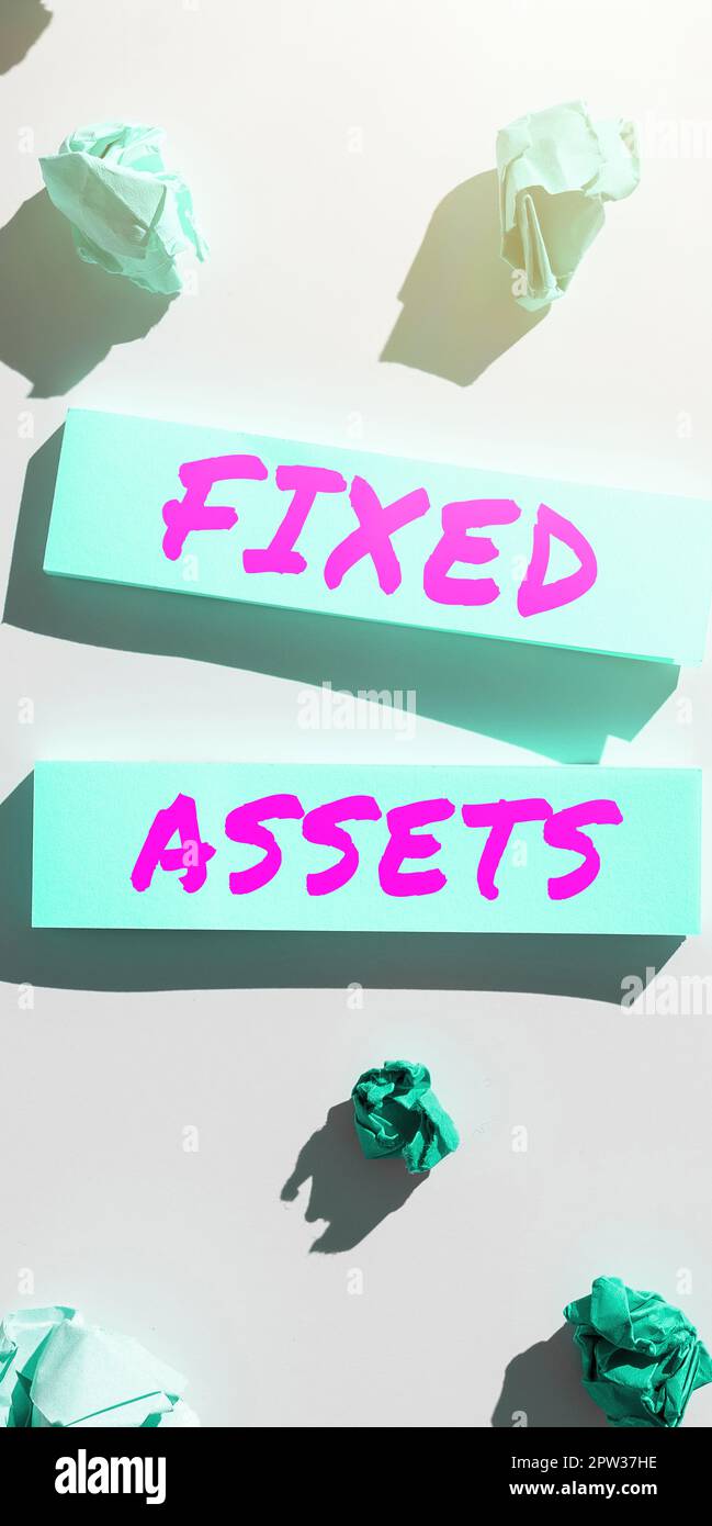 Handwriting text Fixed Assets, Business approach long-term tangible ...