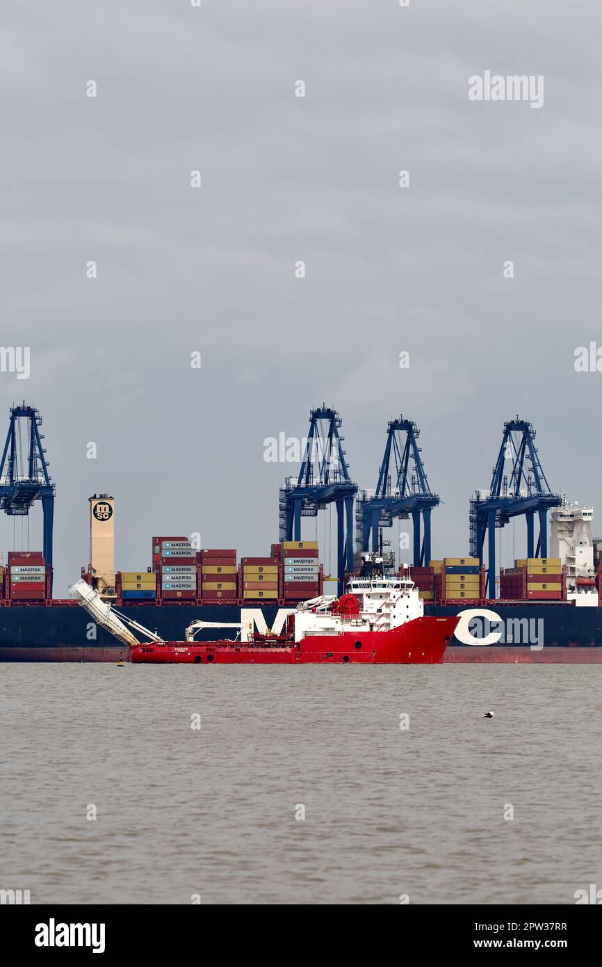 Anchor handling vessel Assister carrying out operational duties in ...