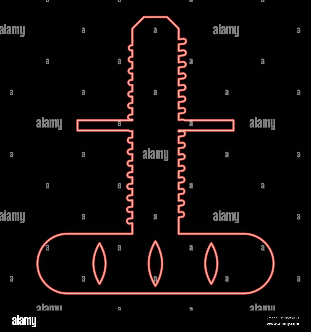 Neon adjustable support furniture legs red color vector illustration ...