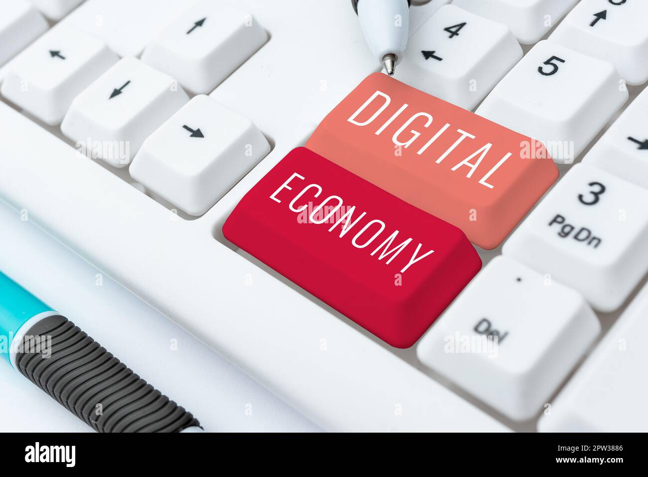 Conceptual display Digital Economy, Business showcase advancement of ...