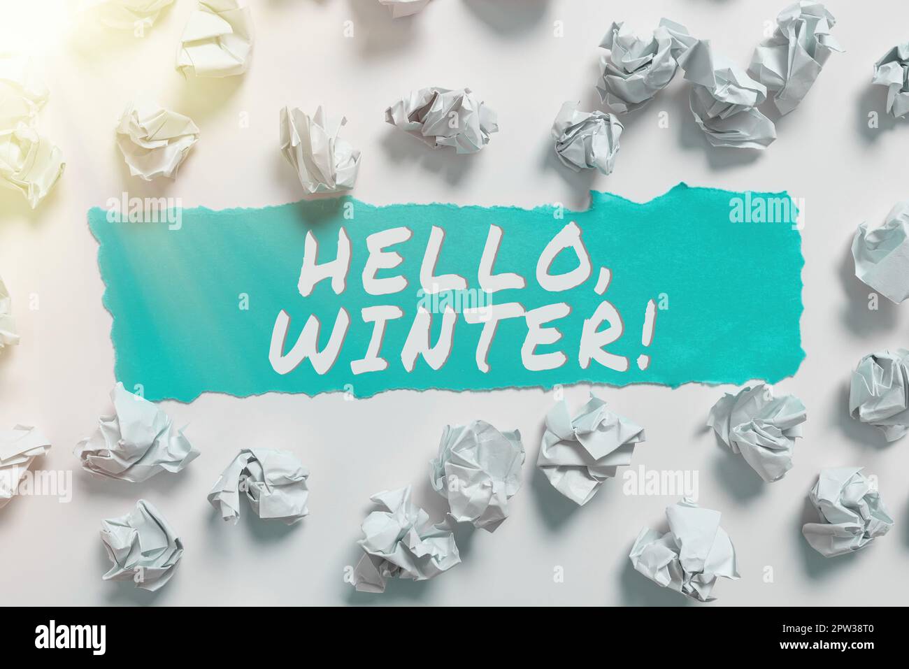 Conceptual caption Hello, Winter, Word Written on greeting used when ...