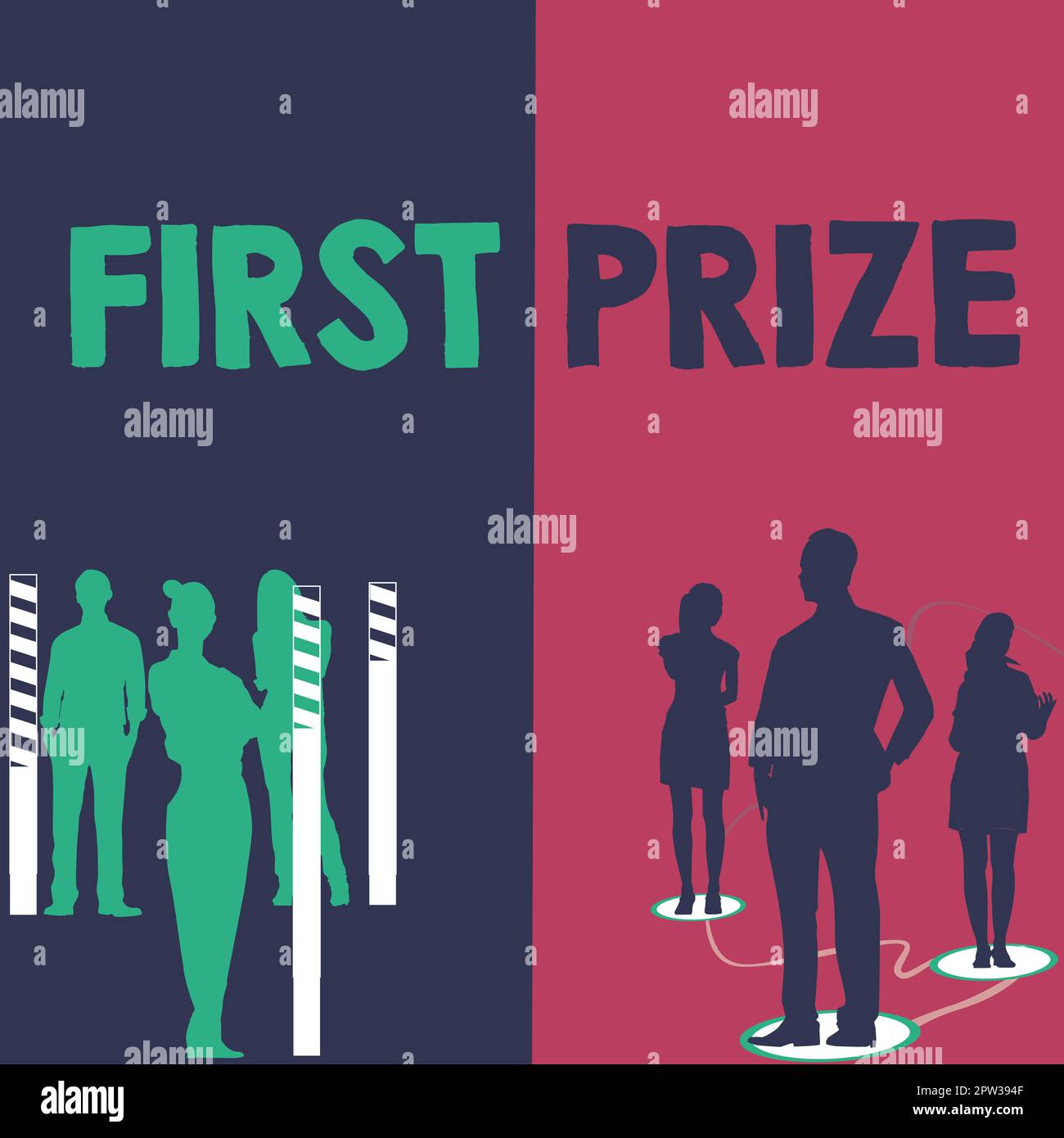 Conceptual caption First Prize, Word Written on most coveted prize that ...