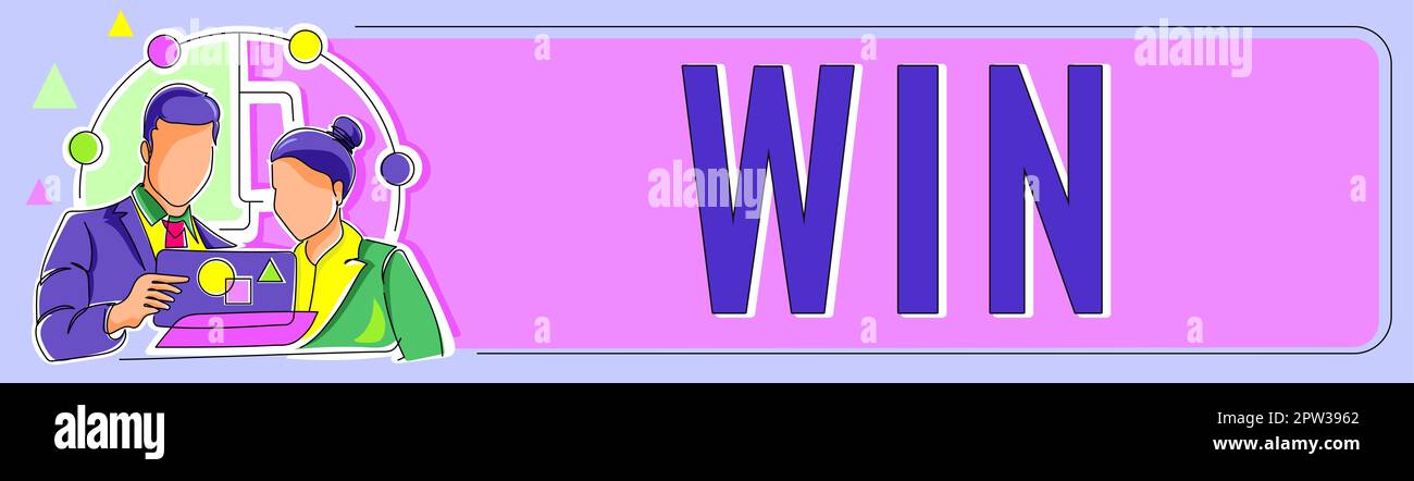 Sign displaying Win, Internet Concept achieving victory in a fight ...