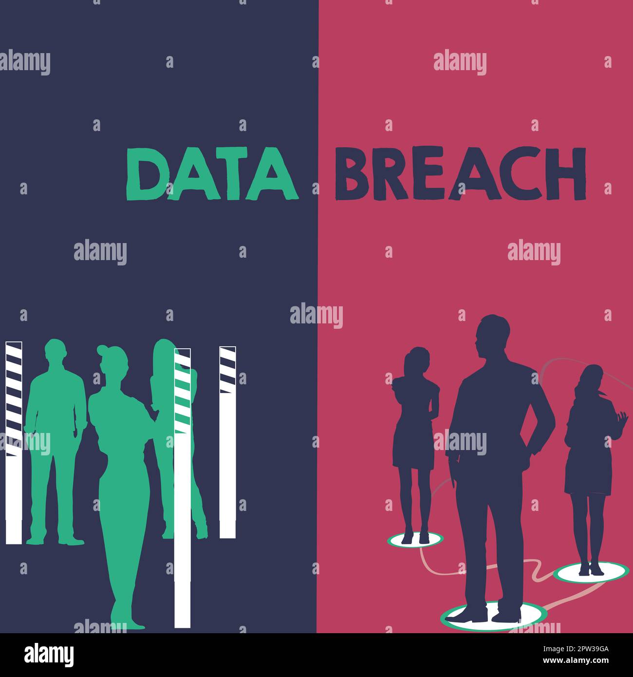 Conceptual display Data Breach, Word Written on unauthorized release of ...