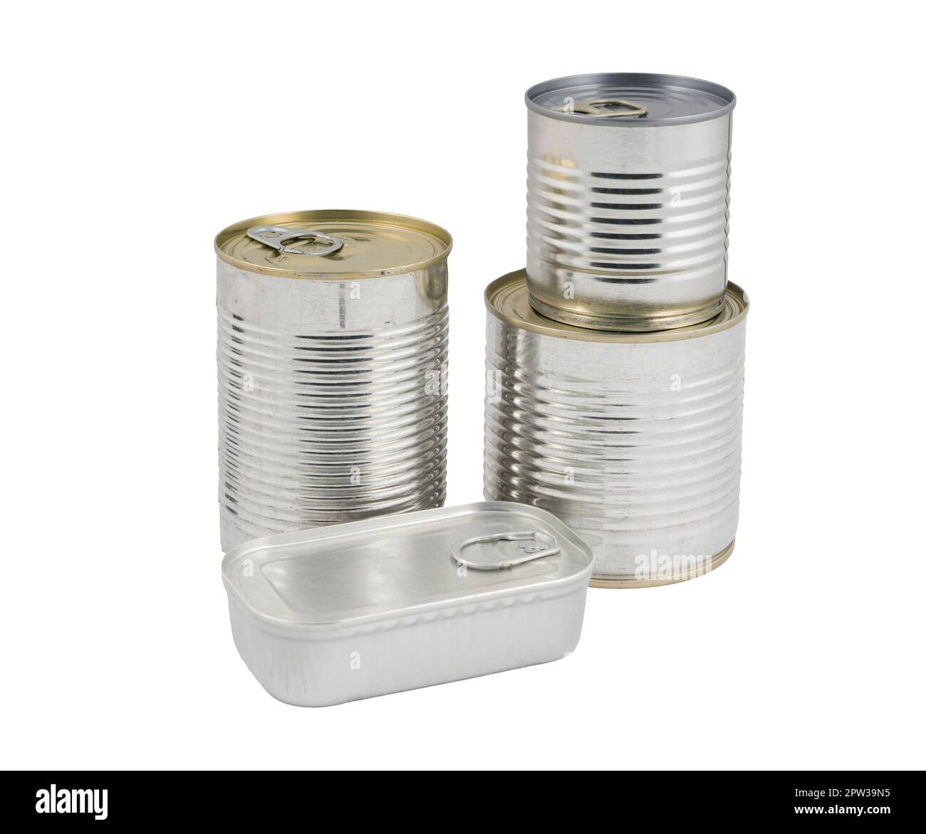 some tin cans for canned food on a transparent background Stock Photo ...