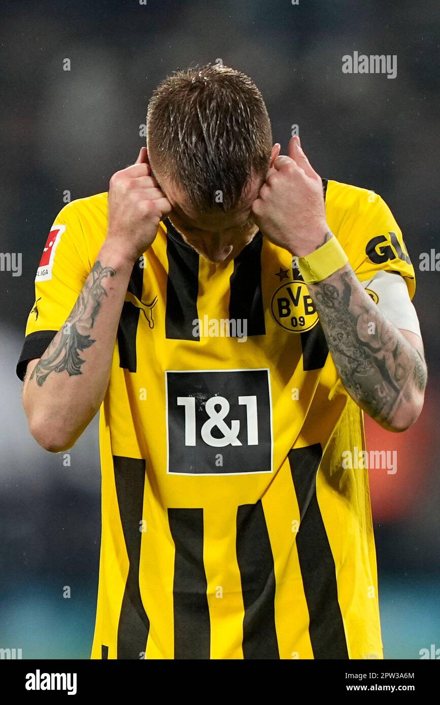 Dortmund's Marco Reus reacts after the German Bundesliga soccer match ...