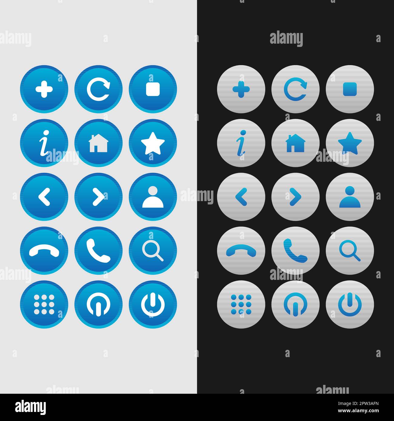 Icon set multi colored button in flat style Stock Vector Image & Art ...