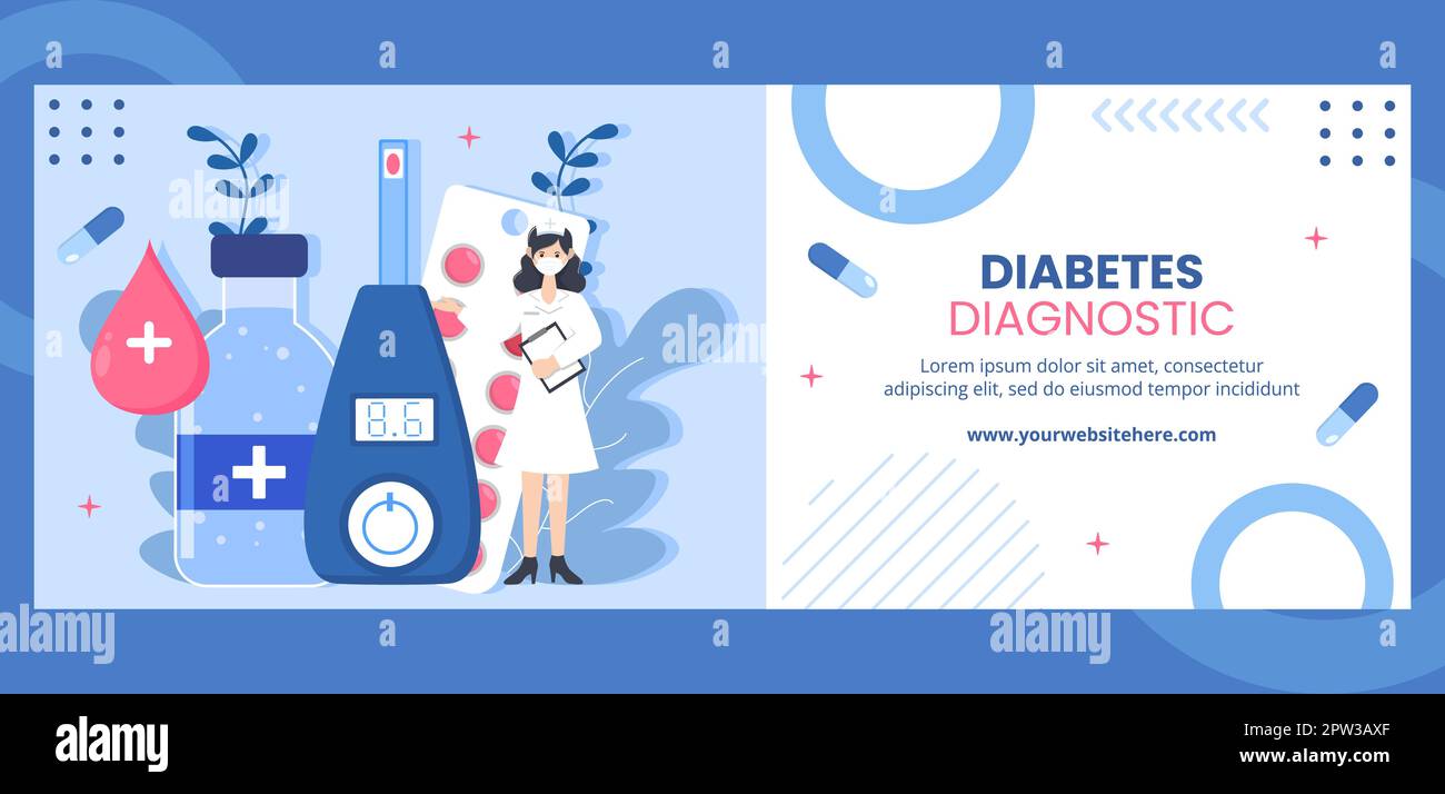 Diabetes Testing Healthcare Cover Flat Cartoon Hand Drawn Templates ...