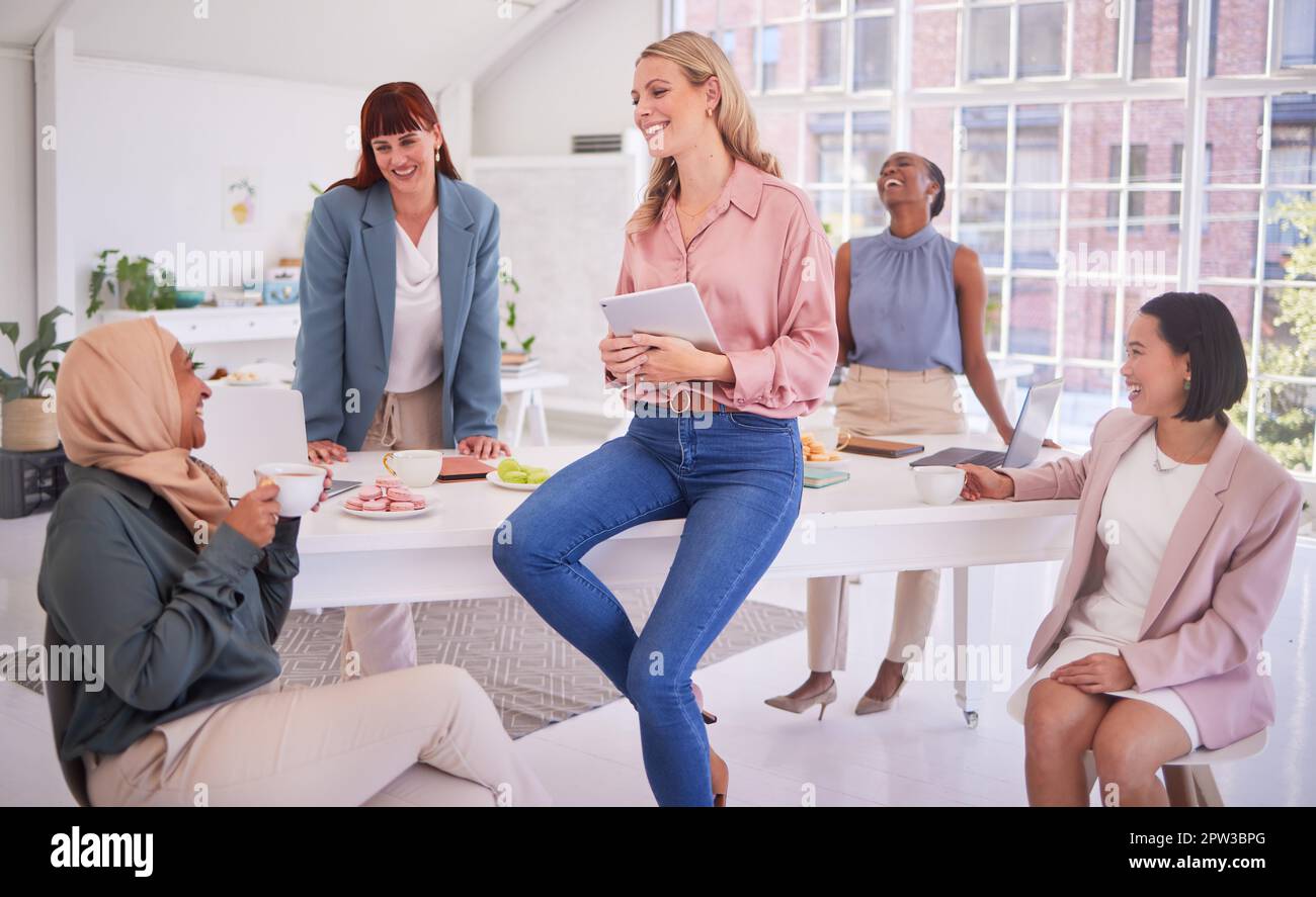 Teamwork, business people collaboration and women empowerment, worker ...