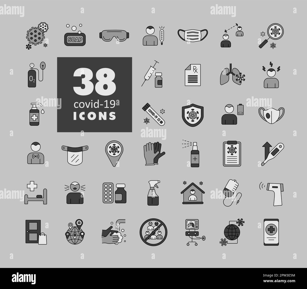 Set corona virus icons. Symptoms and protective Stock Vector Image ...