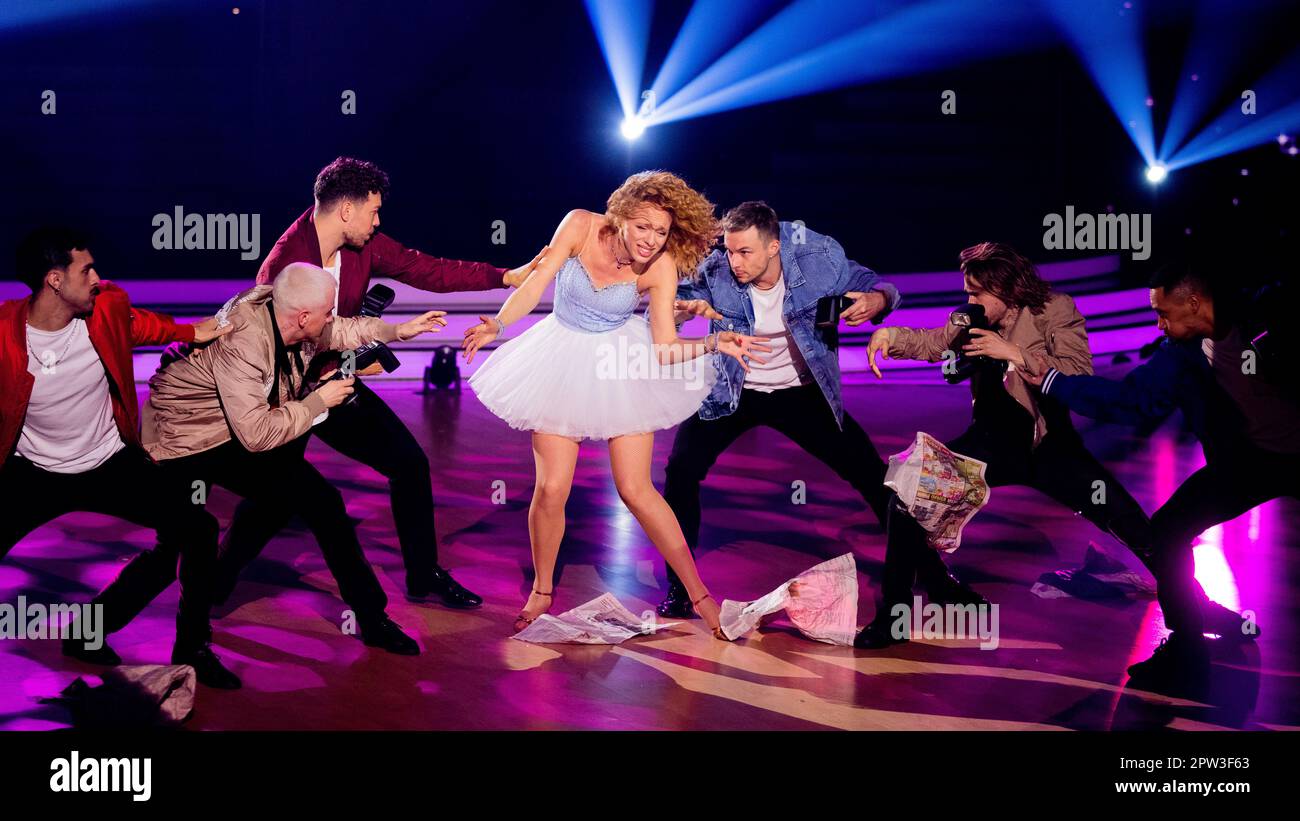 Cologne, Germany. 28th Apr, 2023. Anna Ermakova, model, dances in the ...