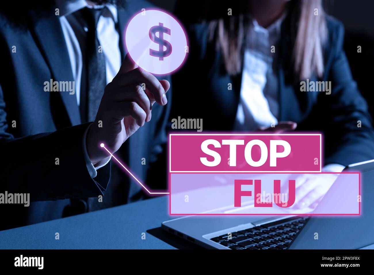 Text sign showing Stop Flu, Word for put an end of the viral infection ...
