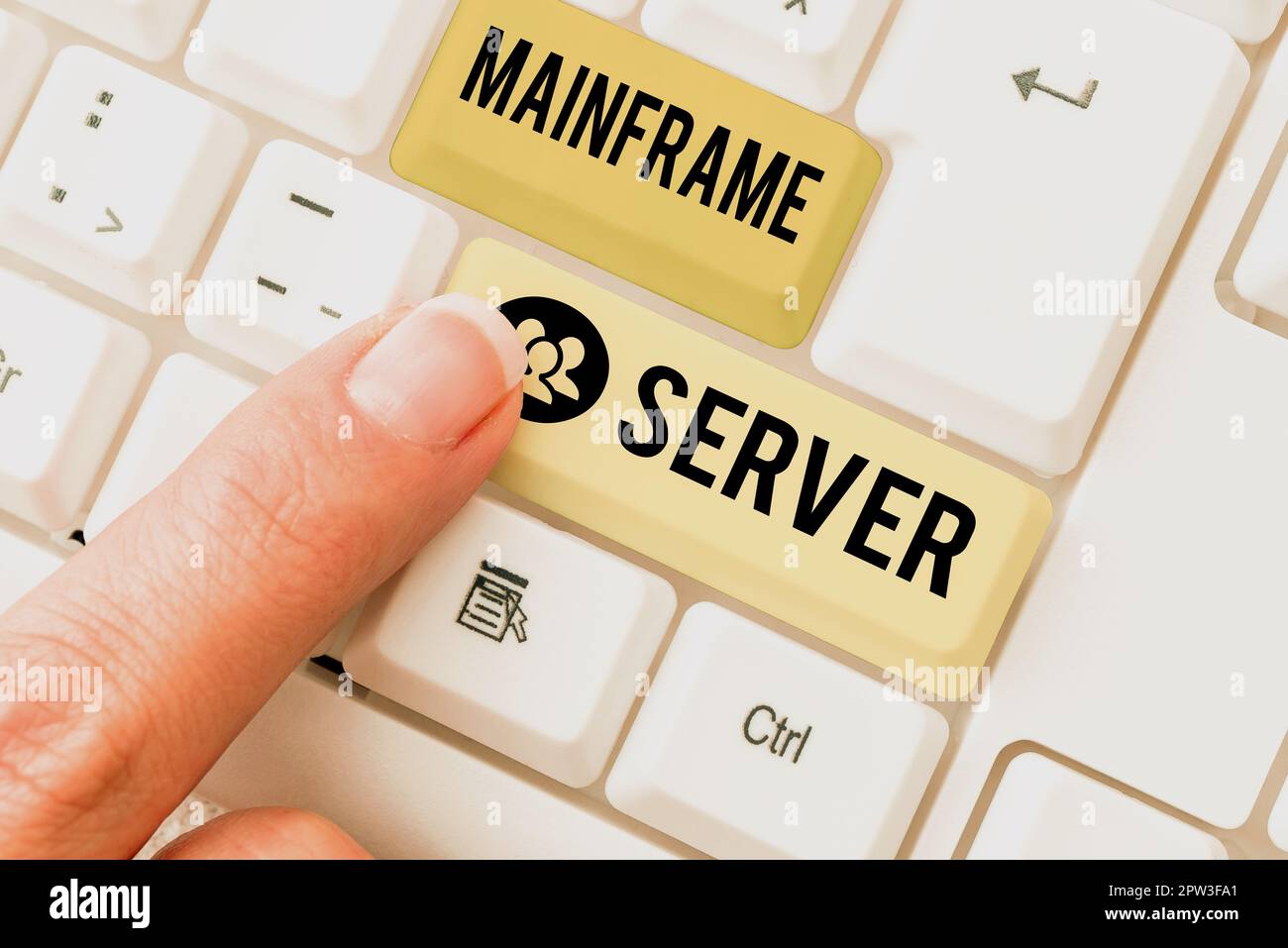 Text caption presenting Mainframe Server, Business overview designed ...