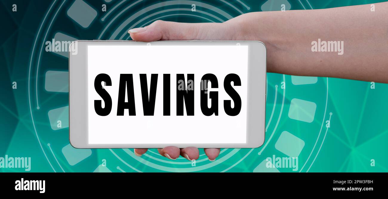 Writing displaying text Savings, Concept meaning process of setting ...